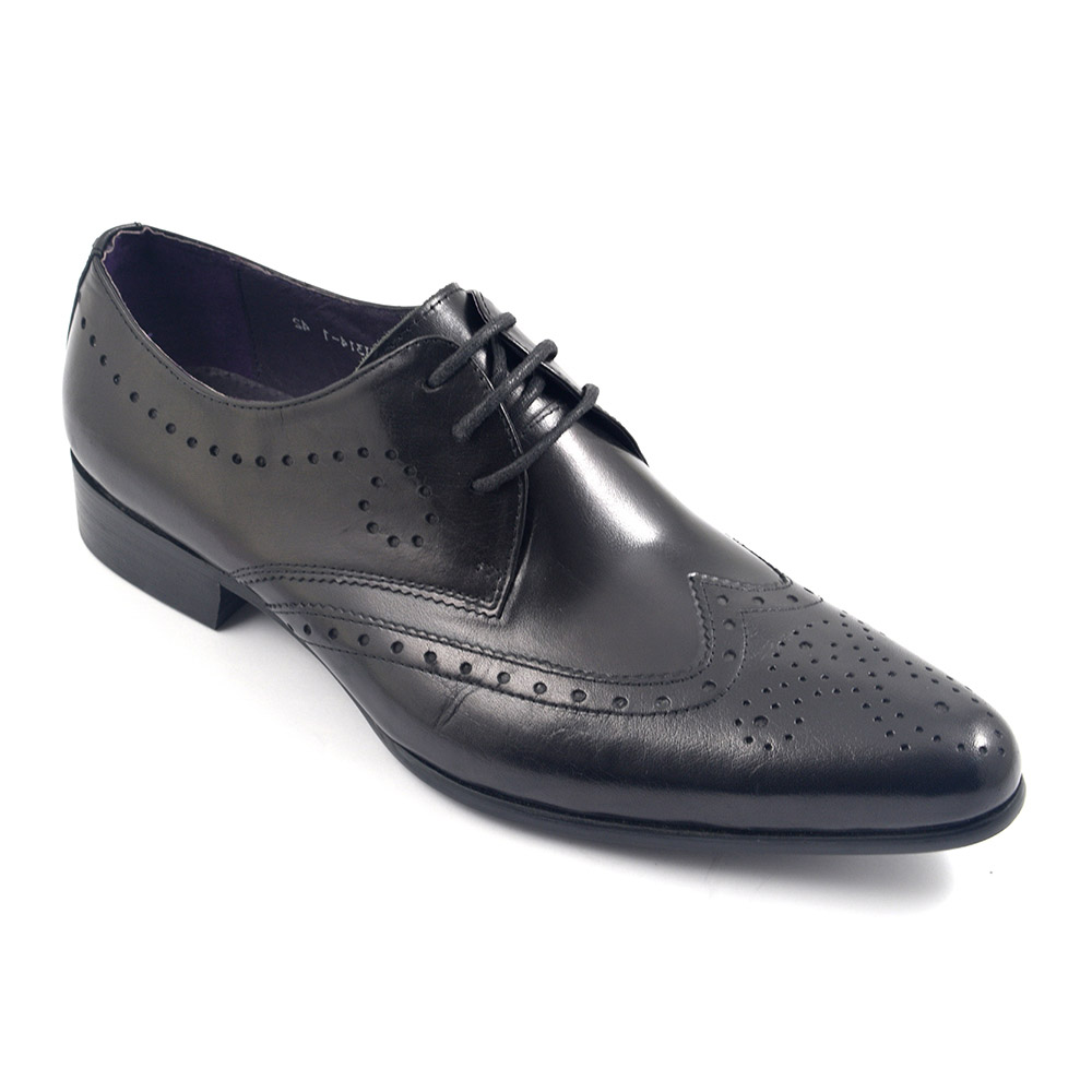 Shop Mens Black Wing Tip Derby Shoes | Gucinari